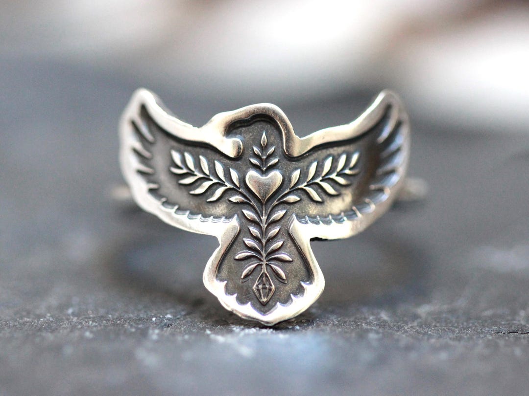 Sterling Silver Raven Ring Crow Ring Hawk Ring - Heart and Fern Folk ...
