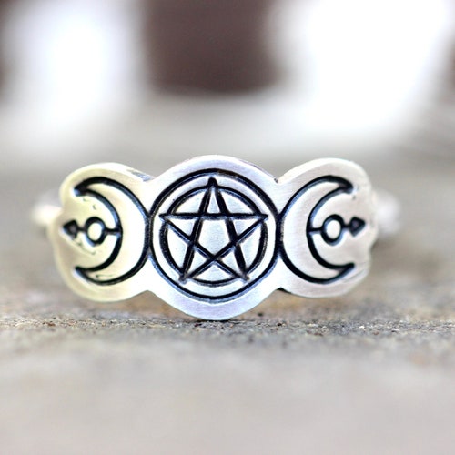 Sterling Silver Witch Ring Cauldron Ring Triple Moon Ring - Etsy