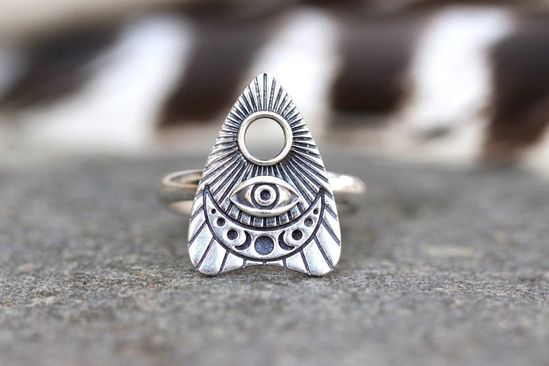 Planchette Ring Sterling Silver Witch Ring Celestial Ring Evil Eye Ring ...