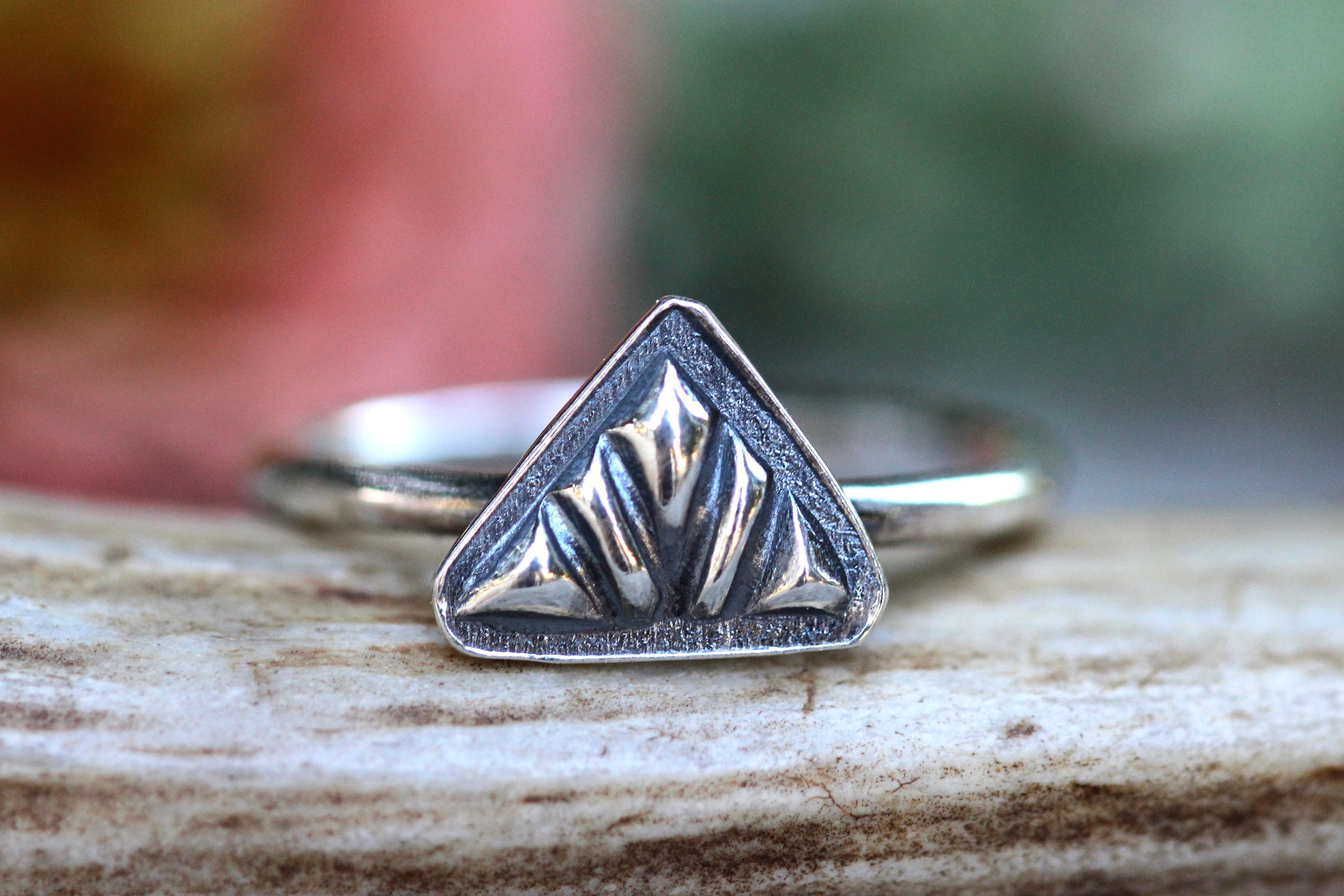 Triangle Ring Silver Stacking Ring Silver Ring Silver Bohemian Ring ...