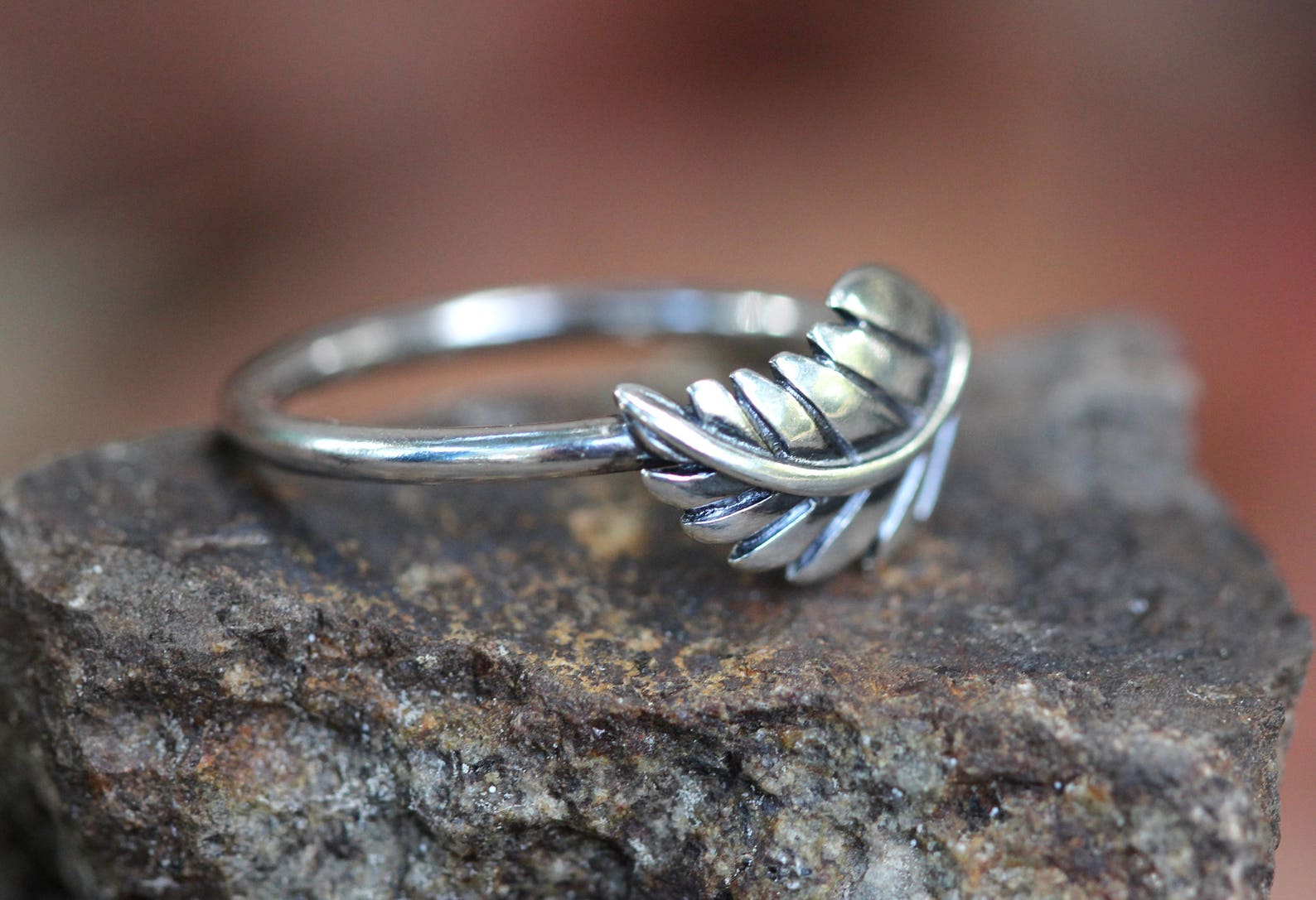 Silver Leaf Ring Sterling Silver Stacking Ring Nature Ring - Etsy