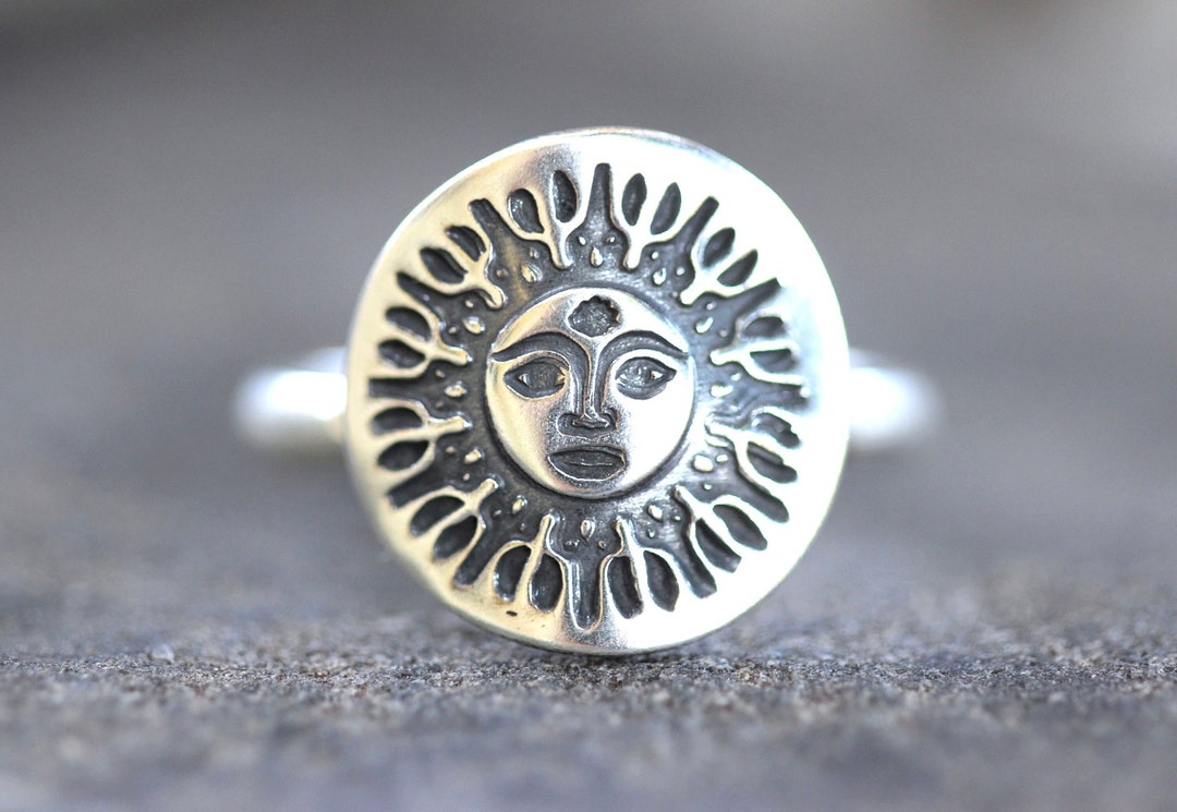 Sterling Silver Sun Ring Sun Face Ring Celestial Ring Celestial Jewelry ...