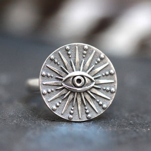 Eye Ring Sterling Silver Evil Eye Ring All Seeing Eye Ring Evil Eye ...