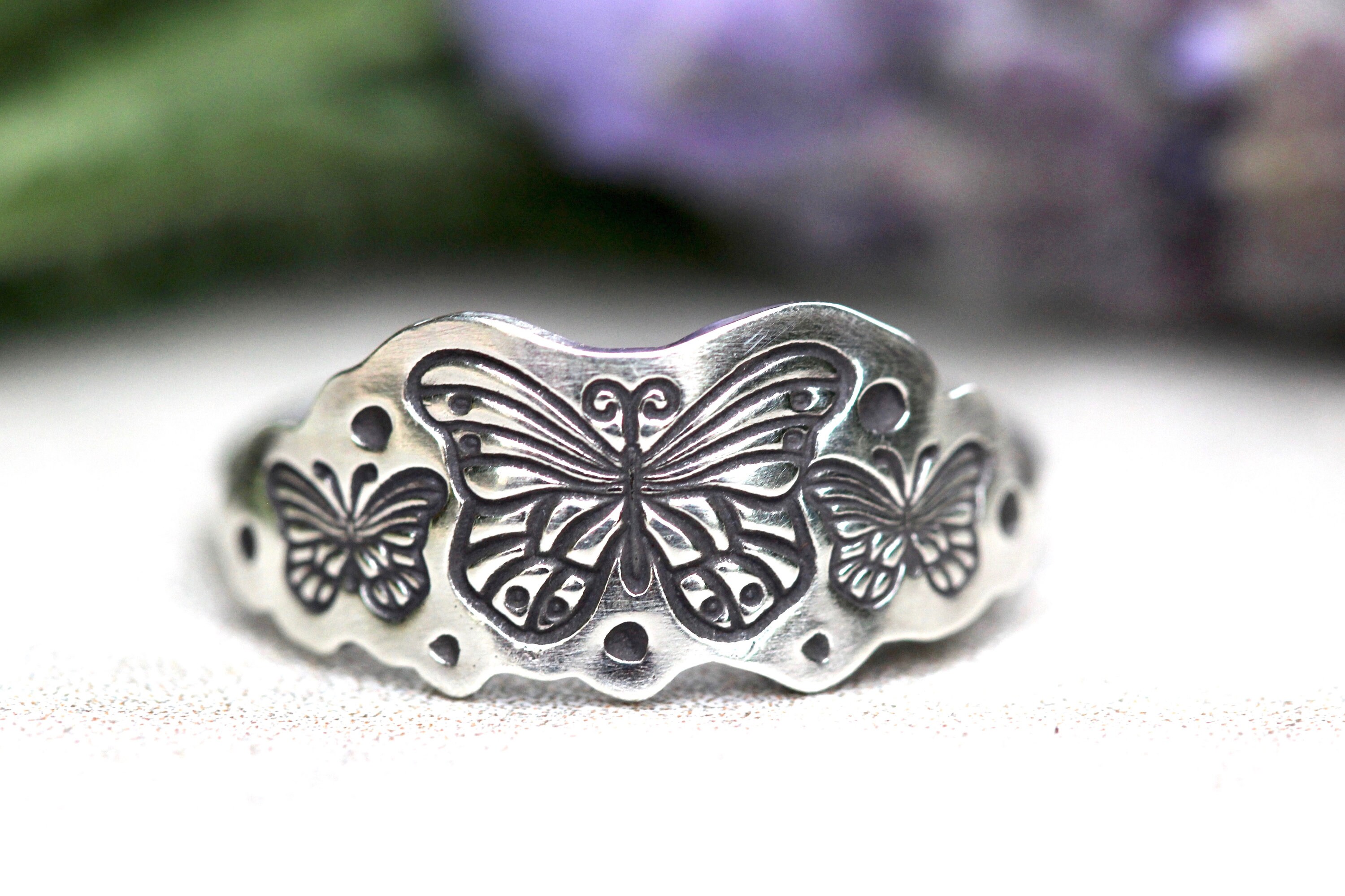 Sterling Silver Butterfly Ring Nature Ring Silver Stacking Ring Monarch ...