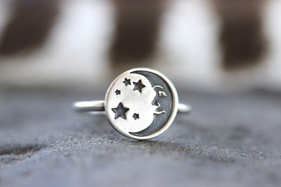 Silver Moon Ring Moon Jewelry Celestial Jewelry Sterling Silver Moon ...