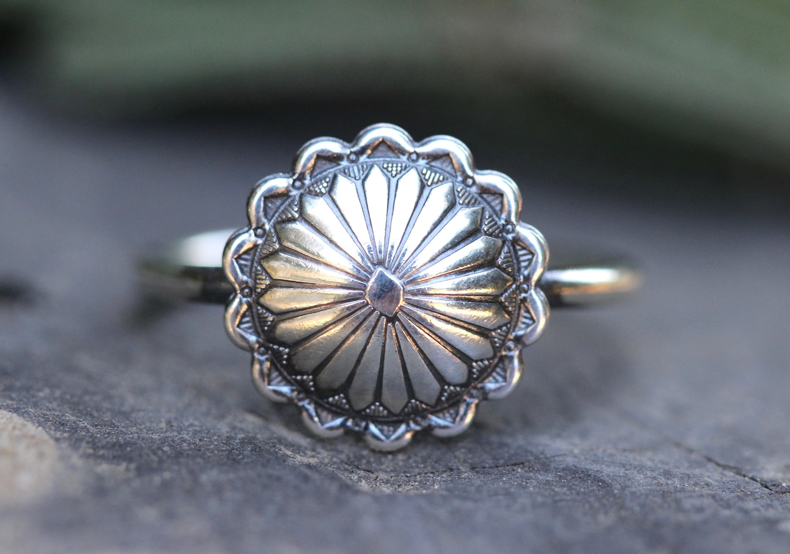 Silver Concho Ring Silver Southwest Ring Western Ring Silver Sun Ring ...