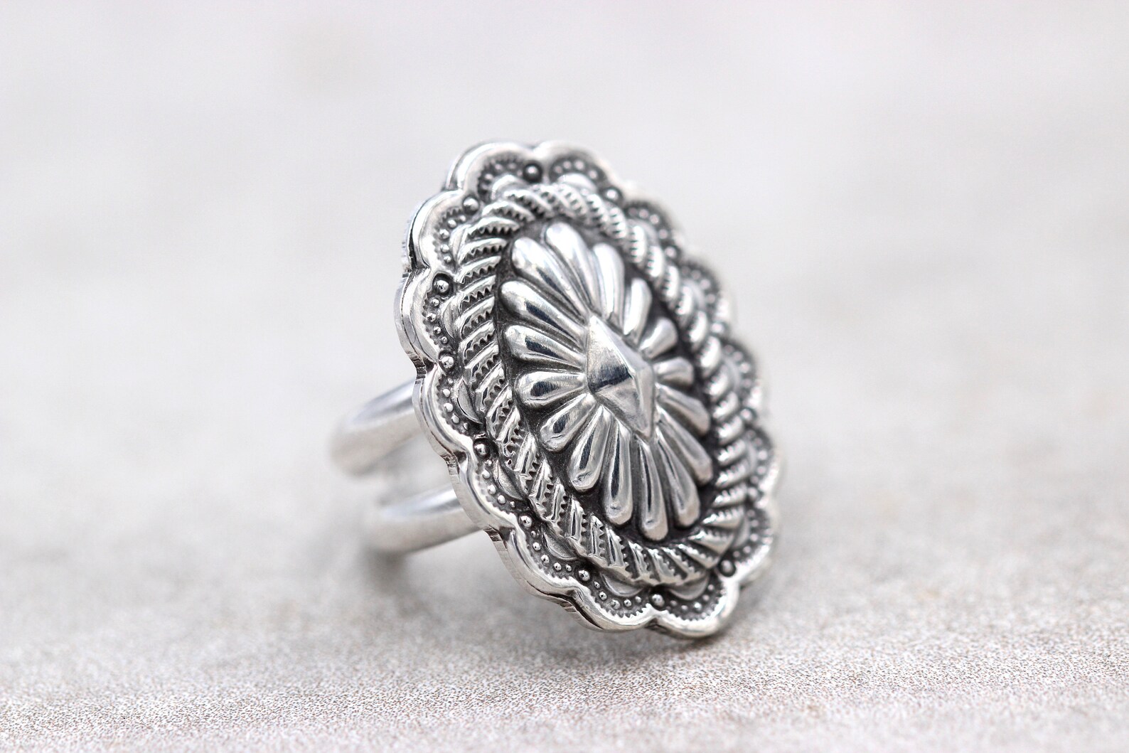 Sterling Silver Concho Ring Sterling Silver Statement Ring Southwestern ...