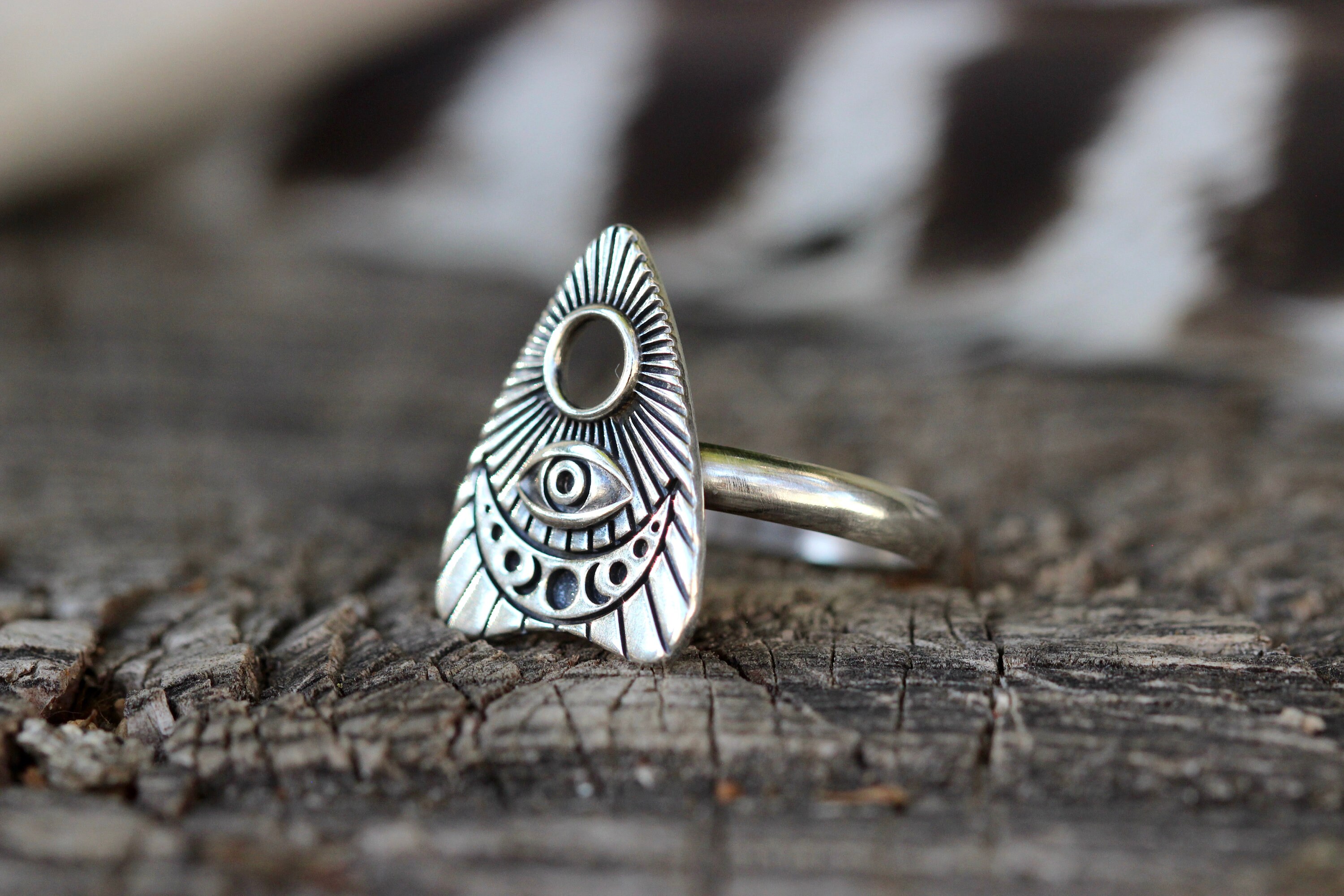 Planchette Ring Sterling Silver Witch Ring Celestial Ring Evil Eye Ring ...