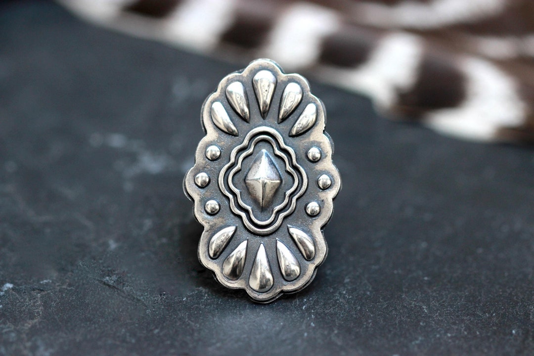 Sterling Silver Concho Ring Statement Ring Cocktail Ring Southwestern ...