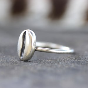 Sterling Silver Coffee Bean Ring Coffee Lover Gift Barista Gift Coffee Jewelry Cute Ring Kawaii ...