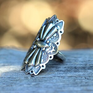 Sterling Silver Concho Ring Silver Shield Ring Butterfly Concho Ring ...