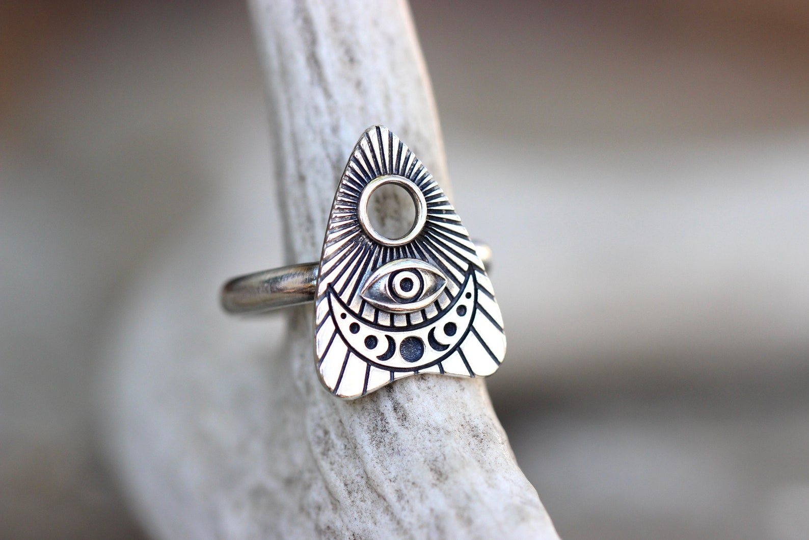 Planchette Ring Sterling Silver Witch Ring Celestial Ring Evil - Etsy