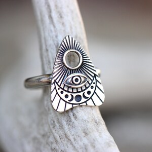 Planchette Ring Sterling Silver Witch Ring Celestial Ring Evil Eye Ring ...