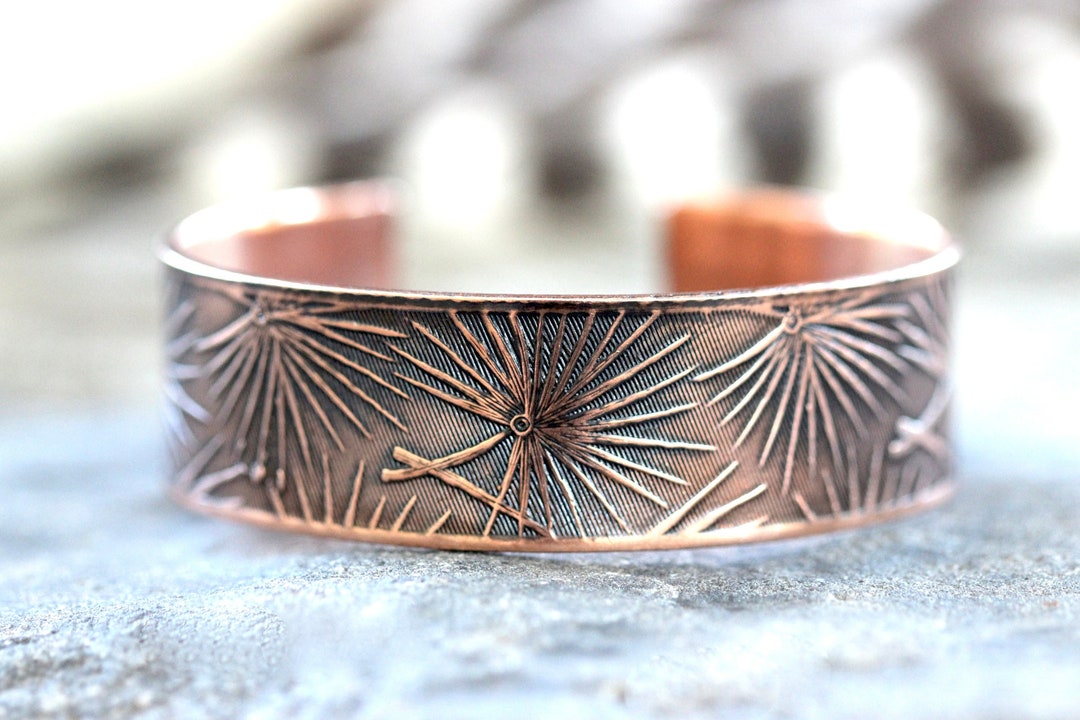 Copper Cuff Bracelet Solid Copper Bracelet Leaf Bracelet Palm Frond ...