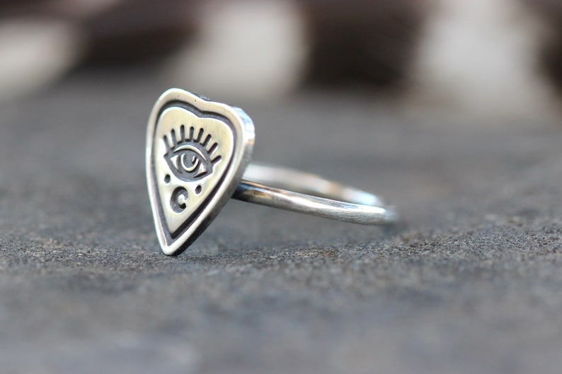 Planchette Ring Sterling Silver Witch Ring Ouija Ring Celestial Ring ...