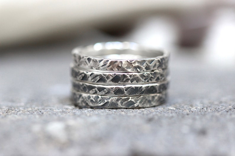 Simple Silver Ring One Ring Silver Stacking Ring Textured Silver Ring ...