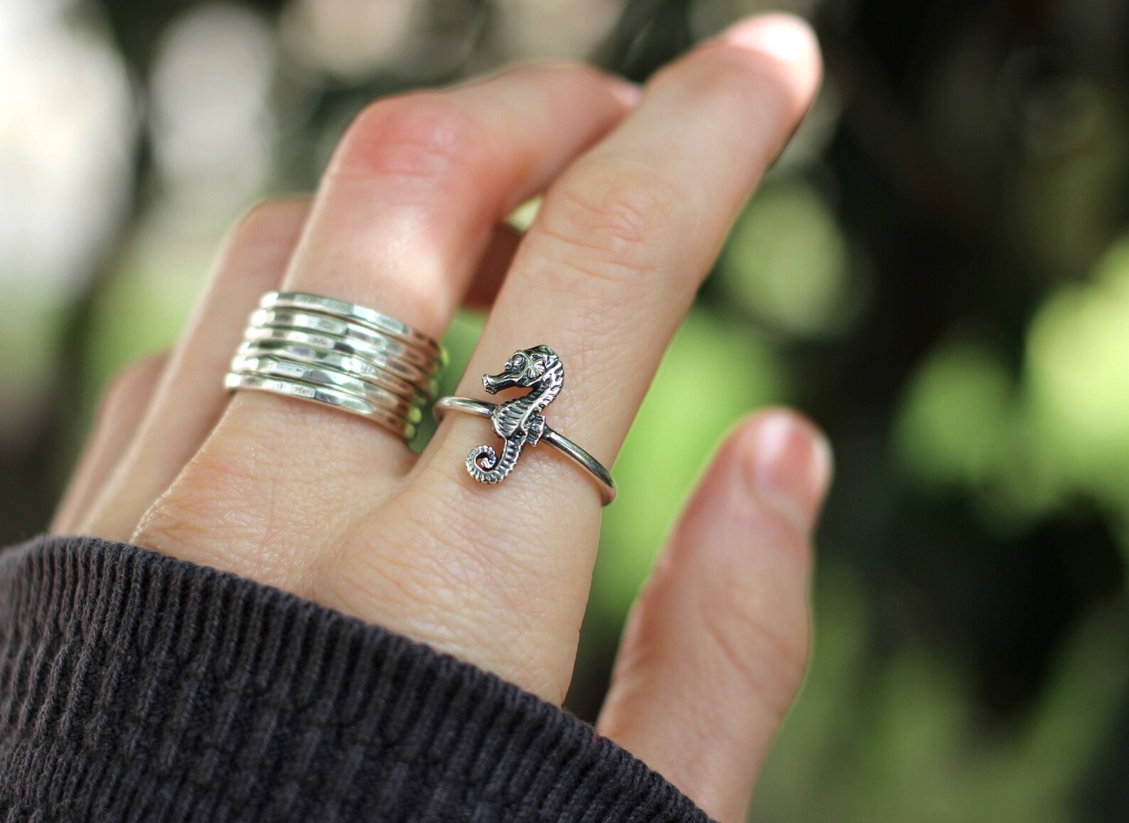 Seahorse Ring Sterling Silver Beach Ring Silver Nature Ring | Etsy