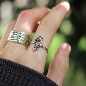 Seahorse Ring, Sterling Silver Beach Ring, Silver Nature Ring, Silver ...