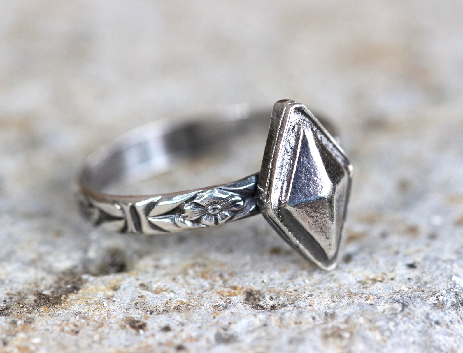 Sterling Silver Stacking Ring Geometric Ring Silver Stackable - Etsy