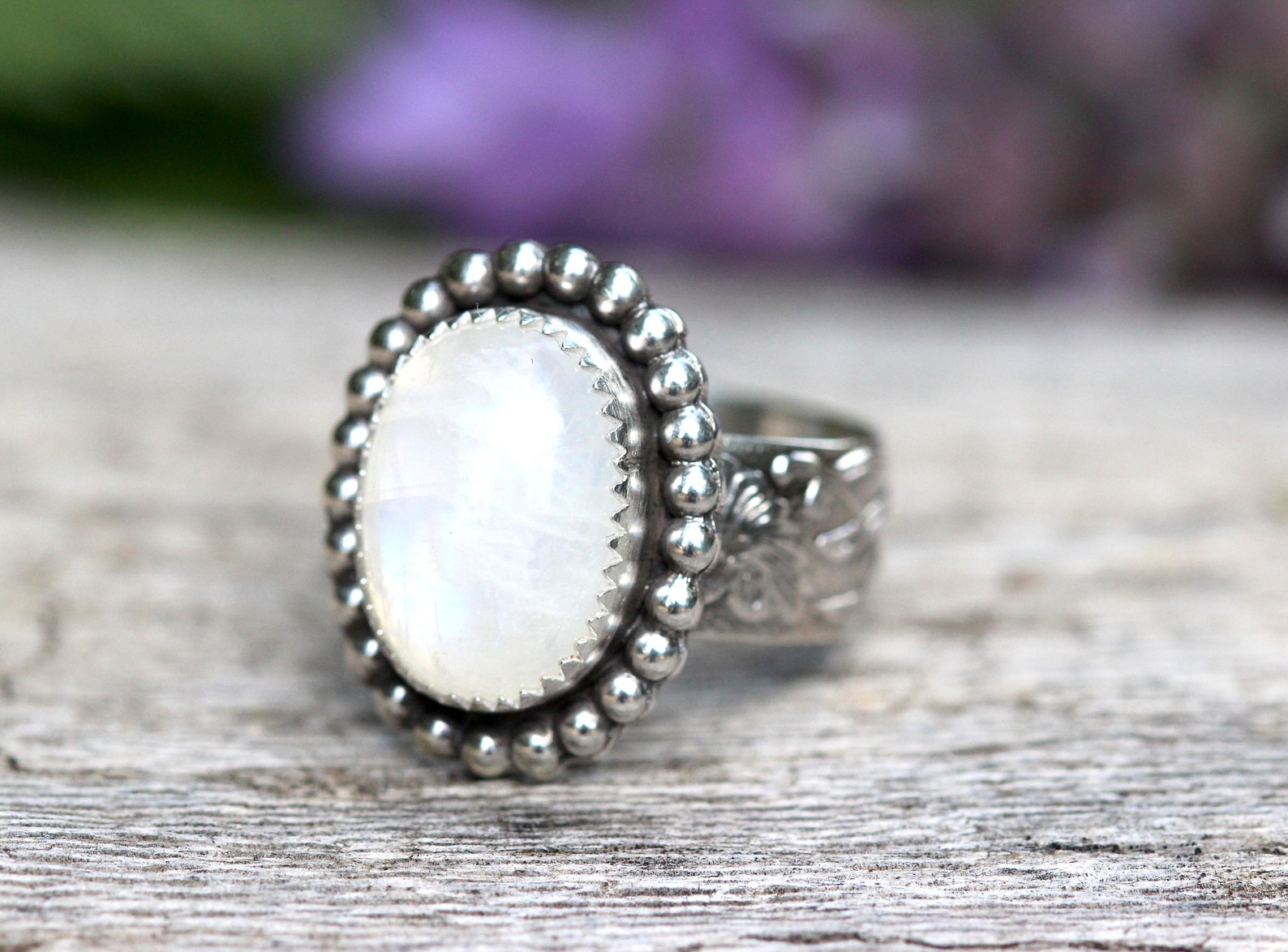 Sterling Silver Moonstone Ring Rainbow Moonstone Ring Art | Etsy