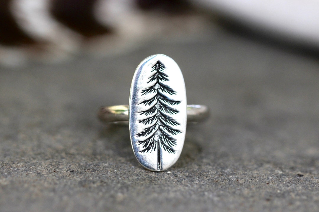Tree Ring Nature Ring Silver Pine Tree Ring Sterling Silver Forest Ring ...