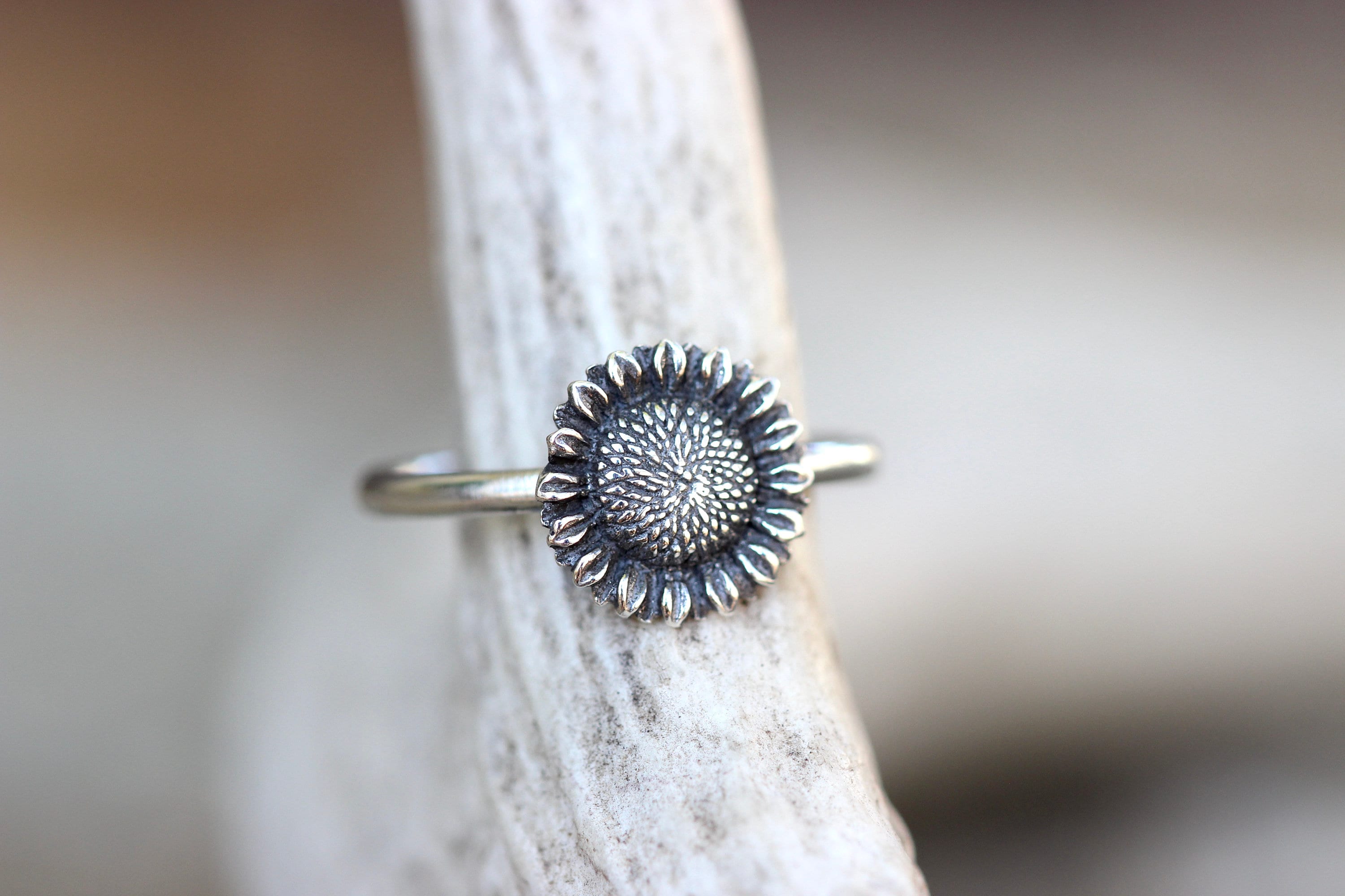 Sterling Silver Sunflower Ring Sunflower Jewelry Flower Ring | Etsy