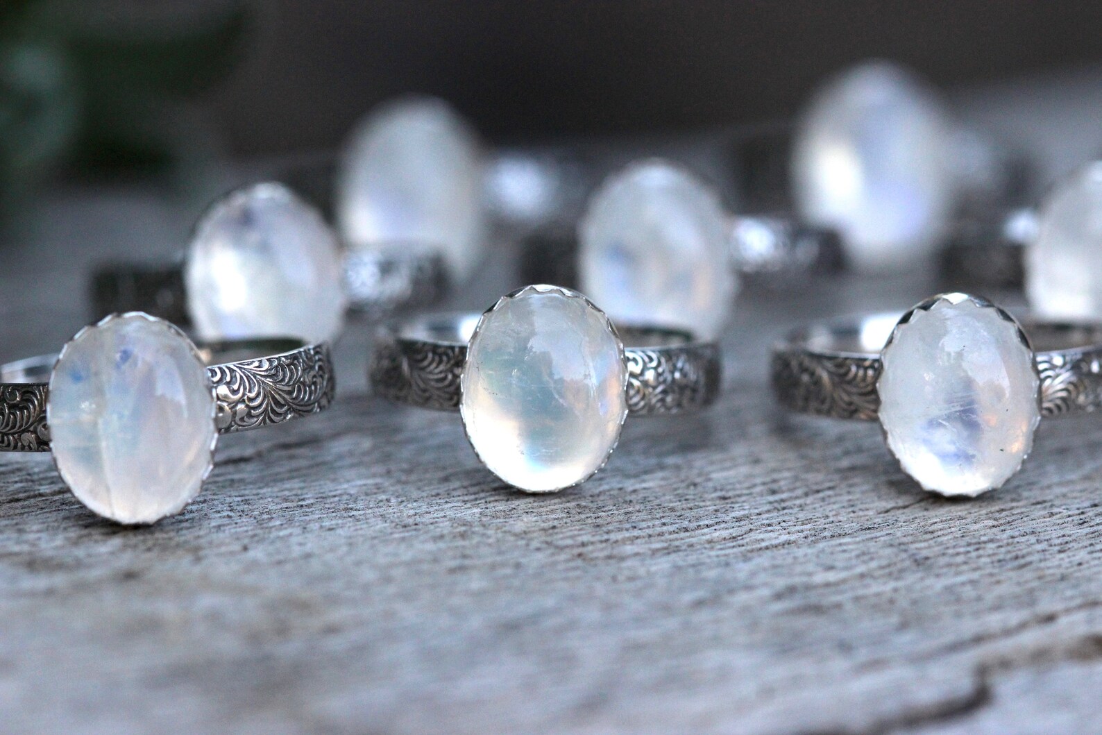 Rainbow Moonstone Ring Sterling Silver Moonstone Ring - Etsy
