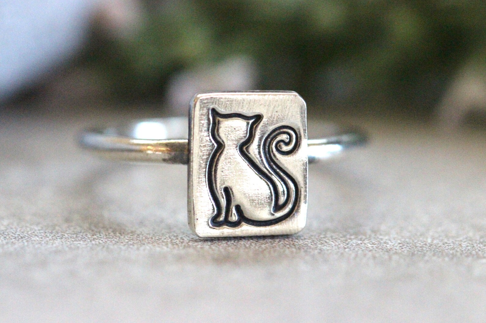 Cat Ring Crazy Cat Lady Ring Silver Cat Ring Silver Stacking | Etsy