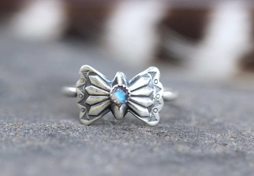 Silver Concho Ring Sterling Silver Butterfly Concho Ring Labradorite ...