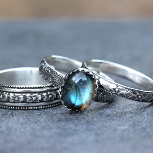 Labradorite Ring Stacking Ring Set Sterling Silver Labradorite Ring ...