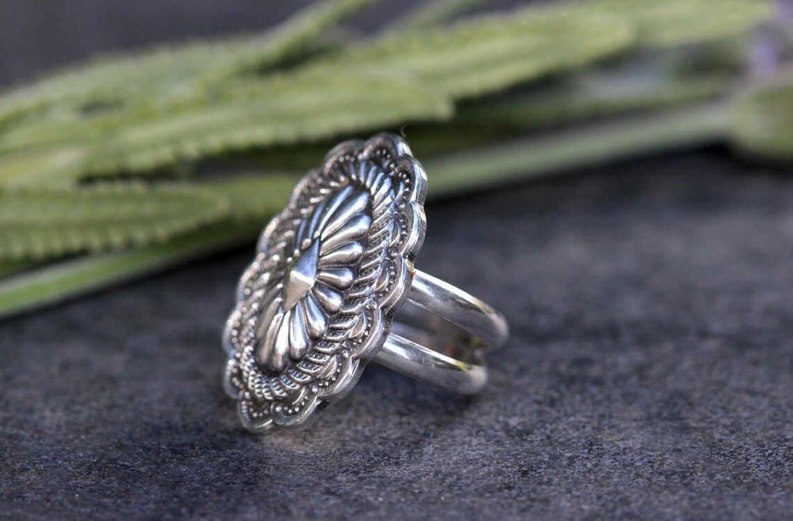 Sterling Silver Concho Ring Sterling Silver Statement Ring - Etsy