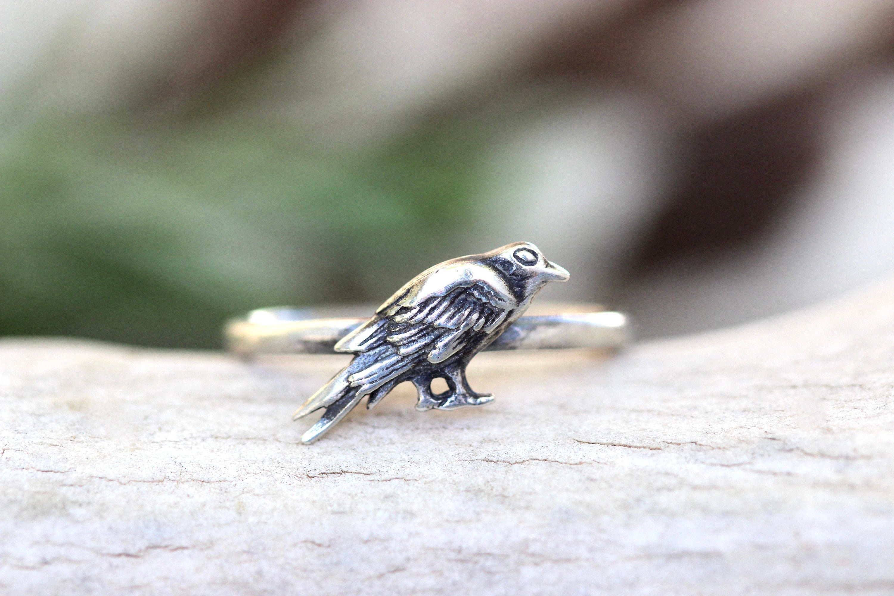 Sterling silver raven ring store