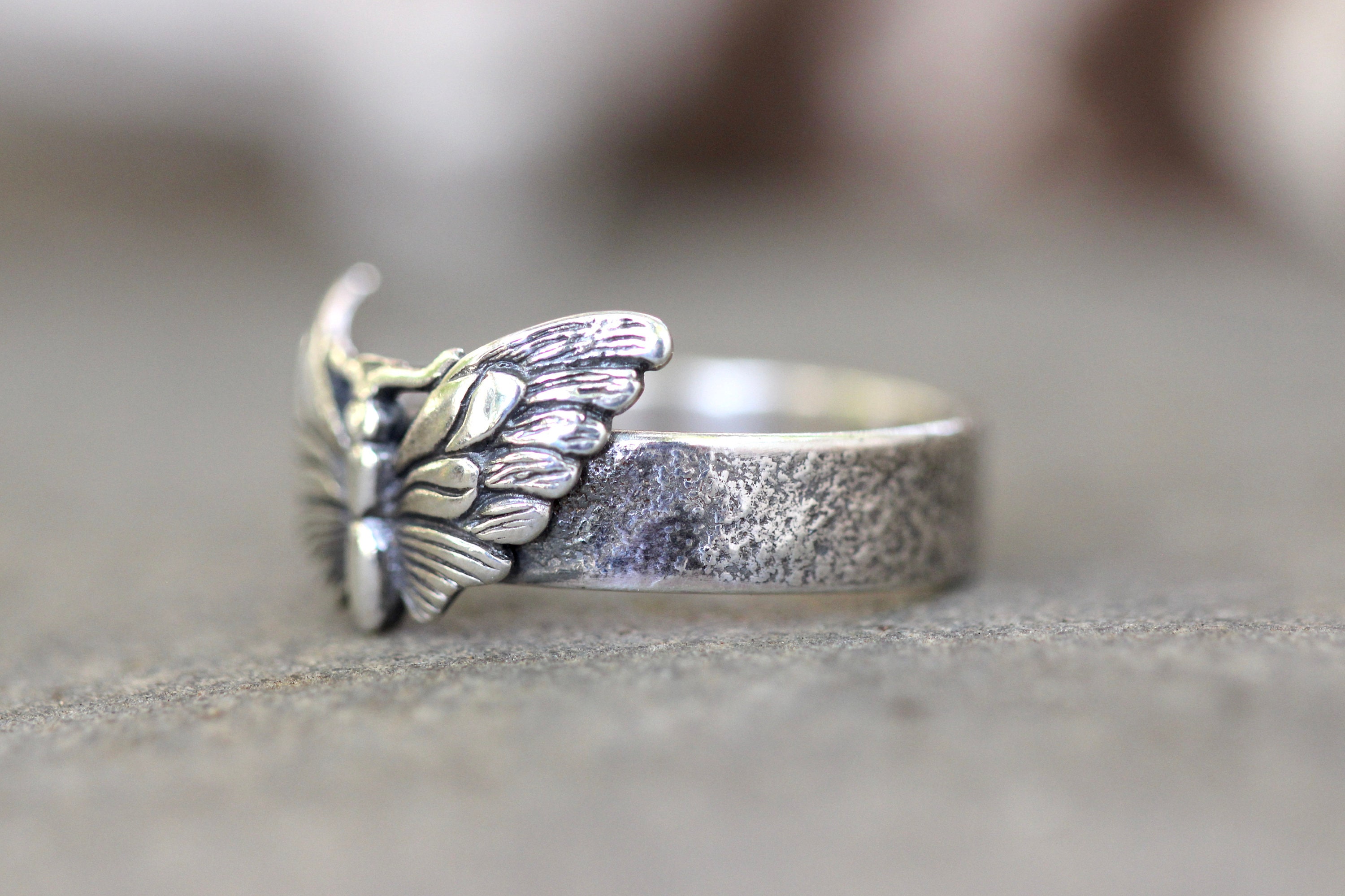 Moth Ring Silver Butterfly Ring Sterling Silver Nature Ring | Etsy