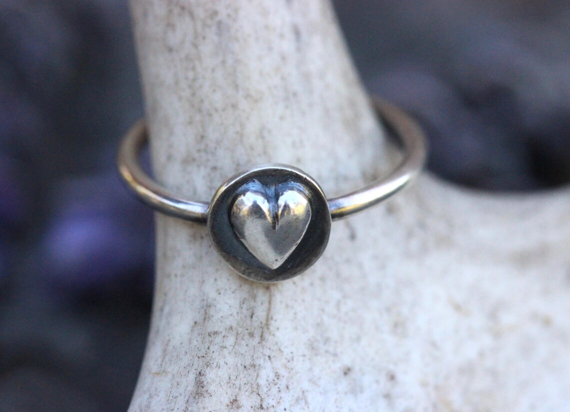 Sterling Silver Stacking Ring Heart Ring Sterling Silver | Etsy