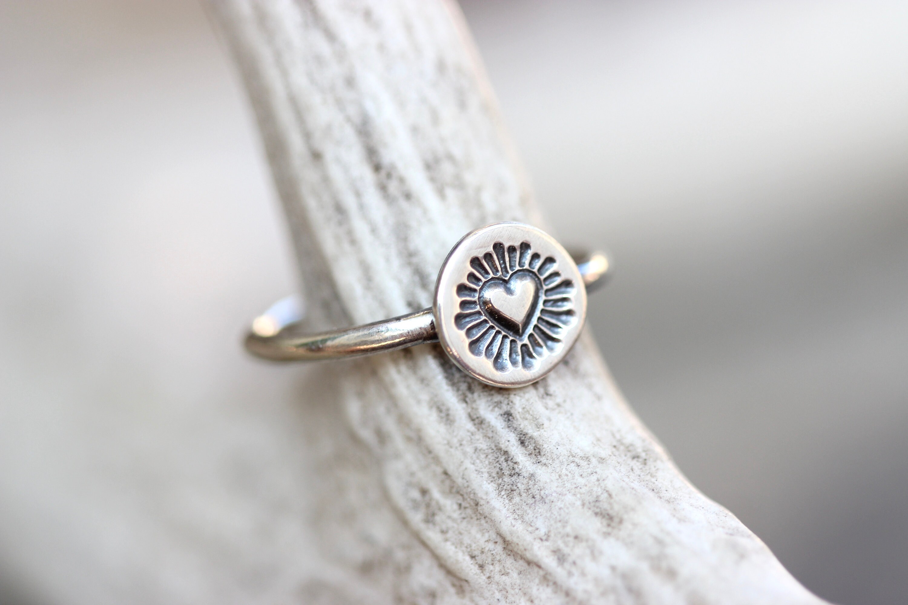 Sacred Heart Ring Sacred Heart Jewelry Heart Stacking Ring | Etsy