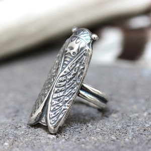 Silver Cicada Ring Sterling Silver Locust Ring Insect Ring Statement ...