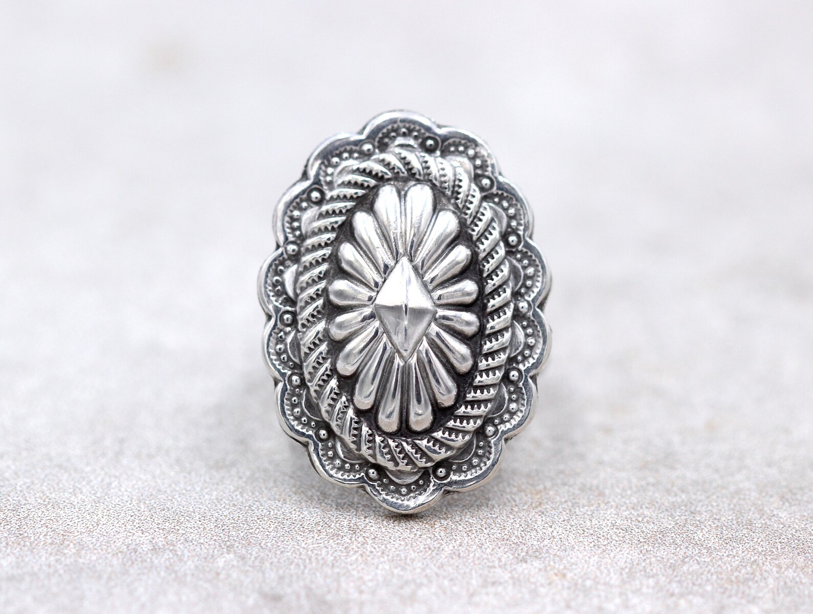 Sterling Silver Concho Ring Sterling Silver Statement Ring Southwestern ...