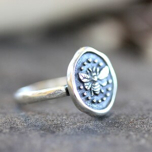 Bee Ring Sterling Silver Bee Coin Ring Bumblebee Ring Honeybee Ring ...