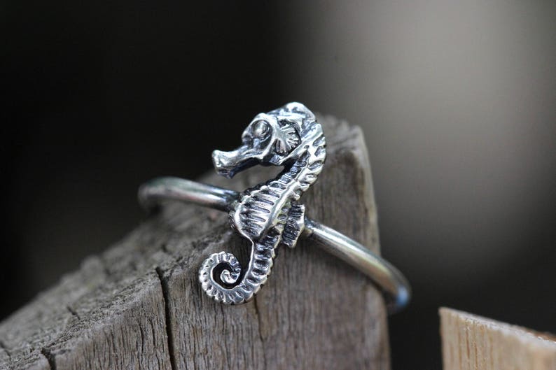 Seahorse Ring Sterling Silver Beach Ring Silver Nature Ring - Etsy