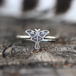 Silver Luna Moth Ring Luna Moth Jewelry Sterling Silver Moth Ring Insect Ring Entomology Ring ...