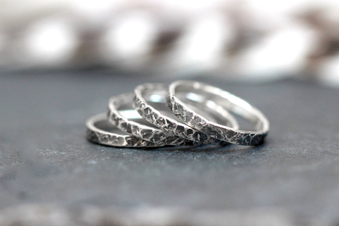 Simple Silver Ring One Ring Silver Stacking Ring Textured Silver Ring ...