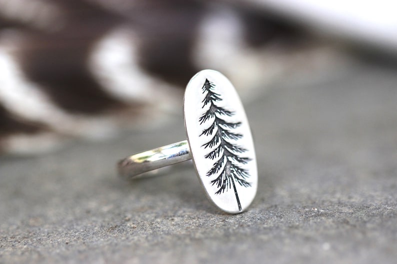 Tree Ring Nature Ring Silver Pine Tree Ring Sterling Silver | Etsy