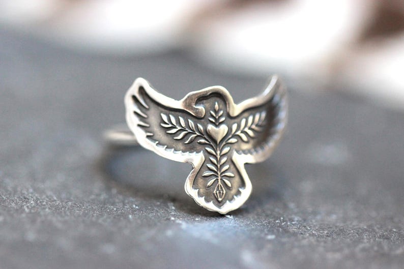 Sterling Silver Raven Ring Crow Ring Hawk Ring - Heart and Fern Folk ...
