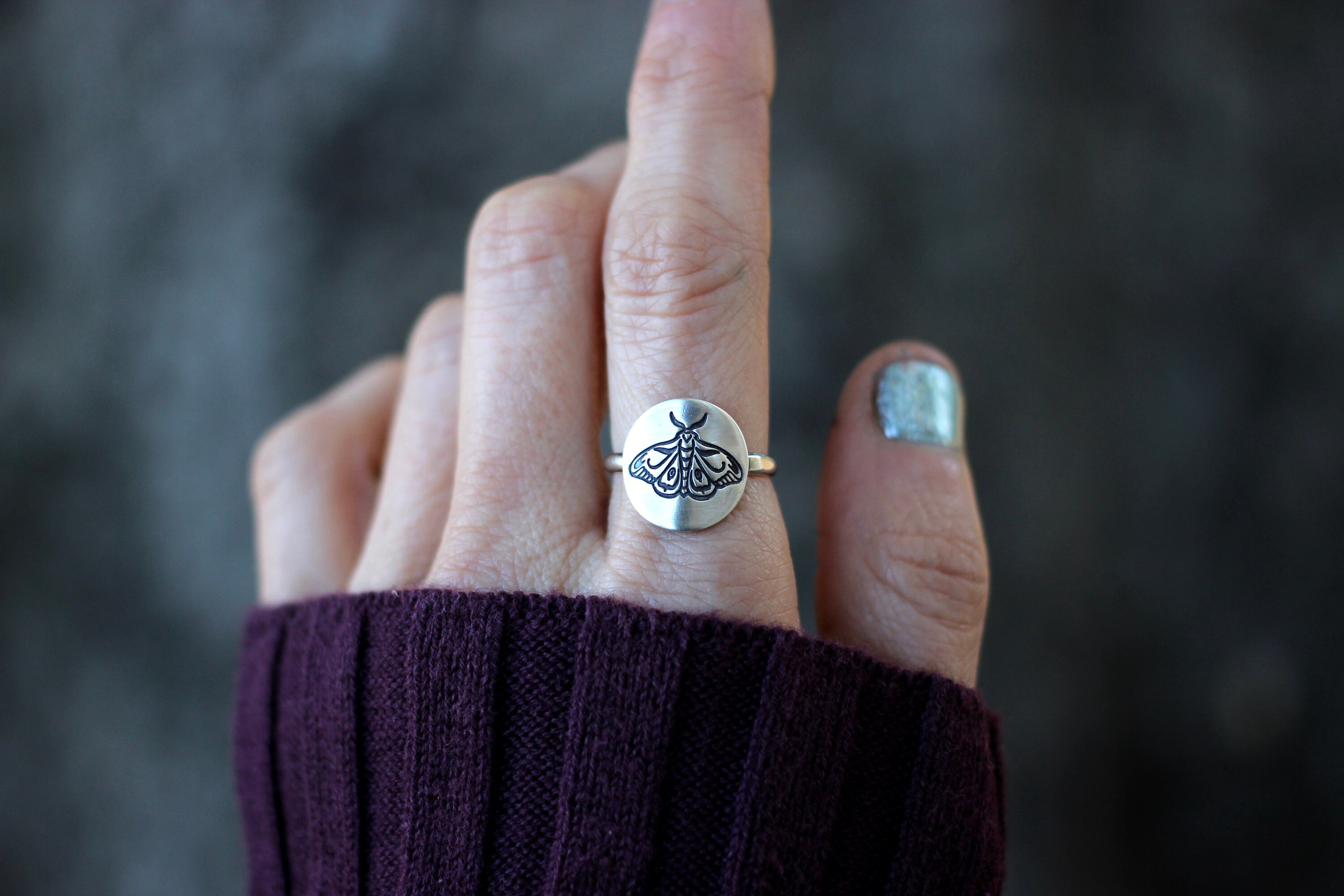 Moth Ring Silver Butterfly Ring Sterling Silver Nature Ring | Etsy