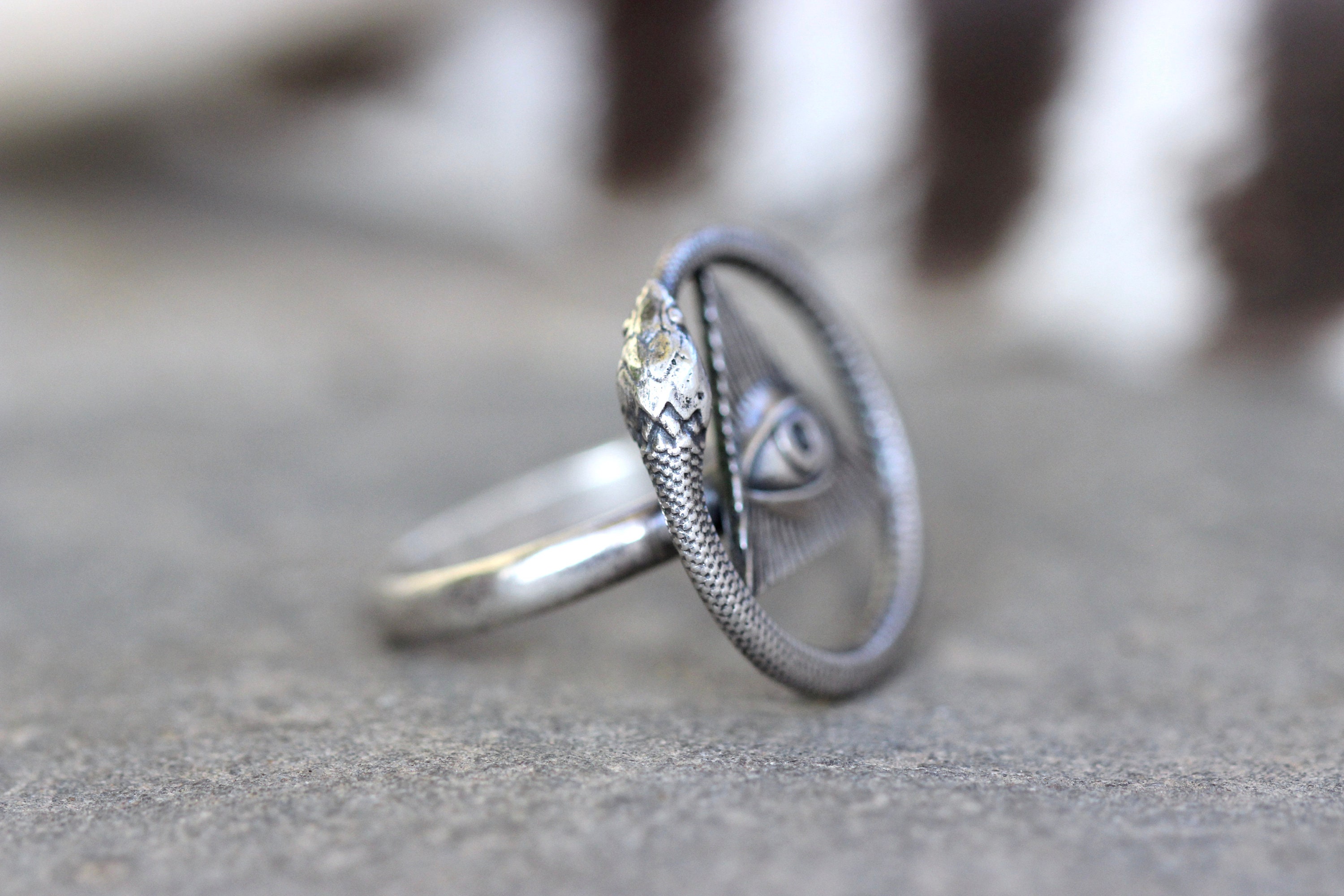 Silver Snake Ring Sterling Silver Ouroboros Ring All Seeing Eye Ring ...
