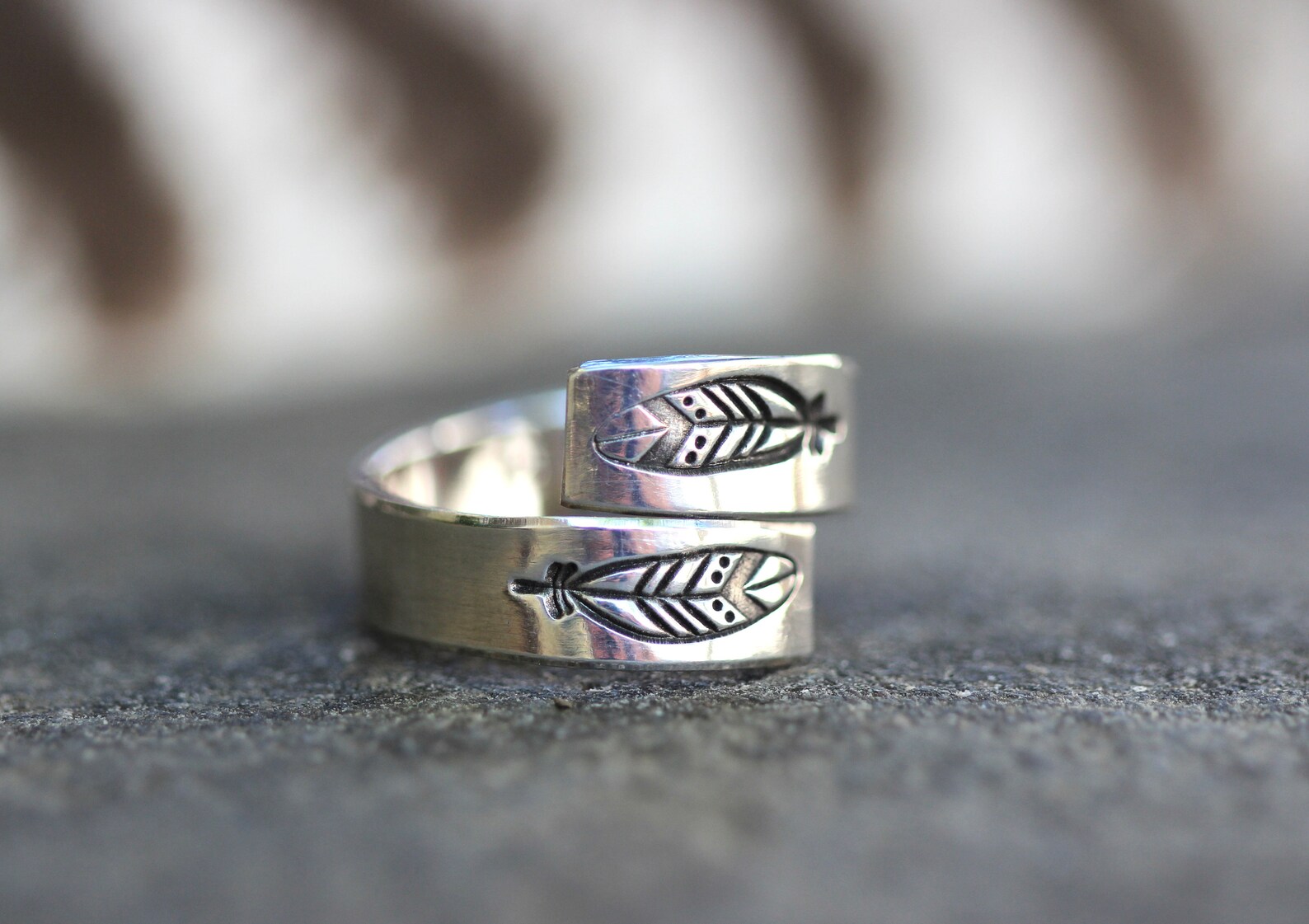 Feather Ring Sterling Silver Feather Ring Adjustable Ring Wrap | Etsy