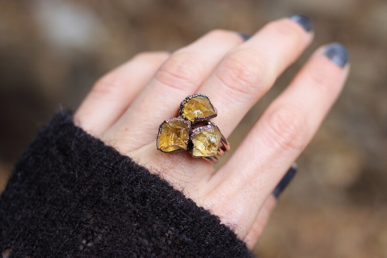 Raw Citrine Ring Raw Stone Ring Electroformed Jewelry Raw | Etsy