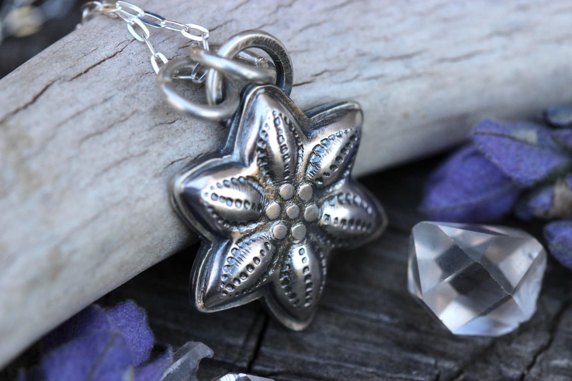 Sterling Silver Flower Necklace Silver Flower Necklace Silver - Etsy