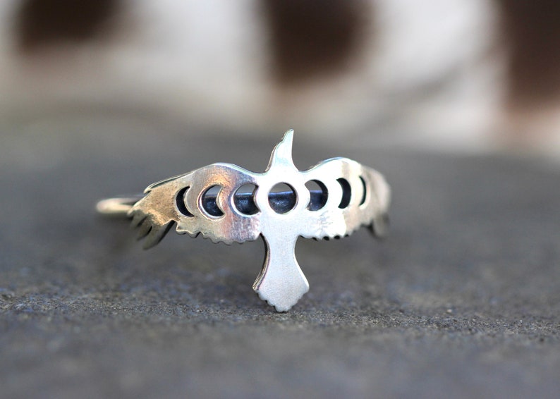 Raven Ring Witch Ring Sterling Silver Phases of the Moon Ring - Etsy
