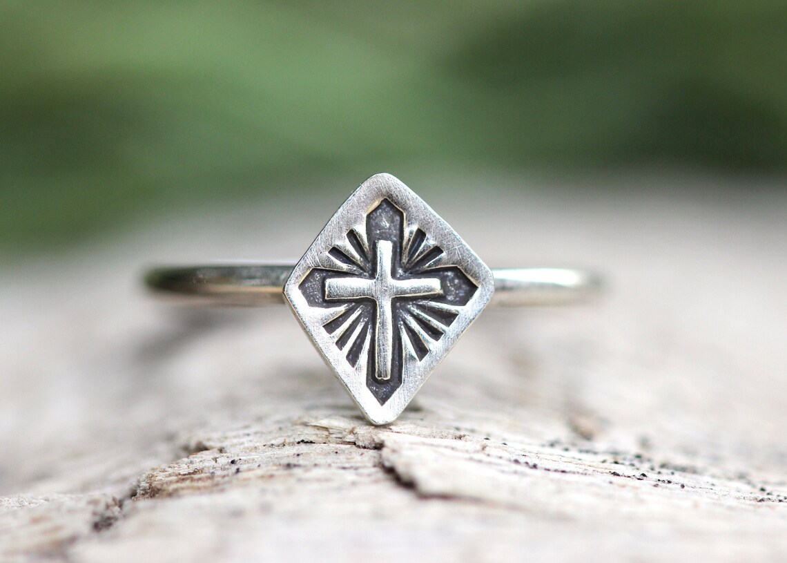 Cross Ring Sterling Silver Cross Ring Christian Jewelry Silver - Etsy